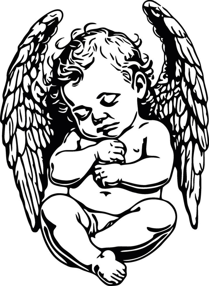 Baby Angel Outline Drawing Baby Loss Angel Baby Line Art | Newborn