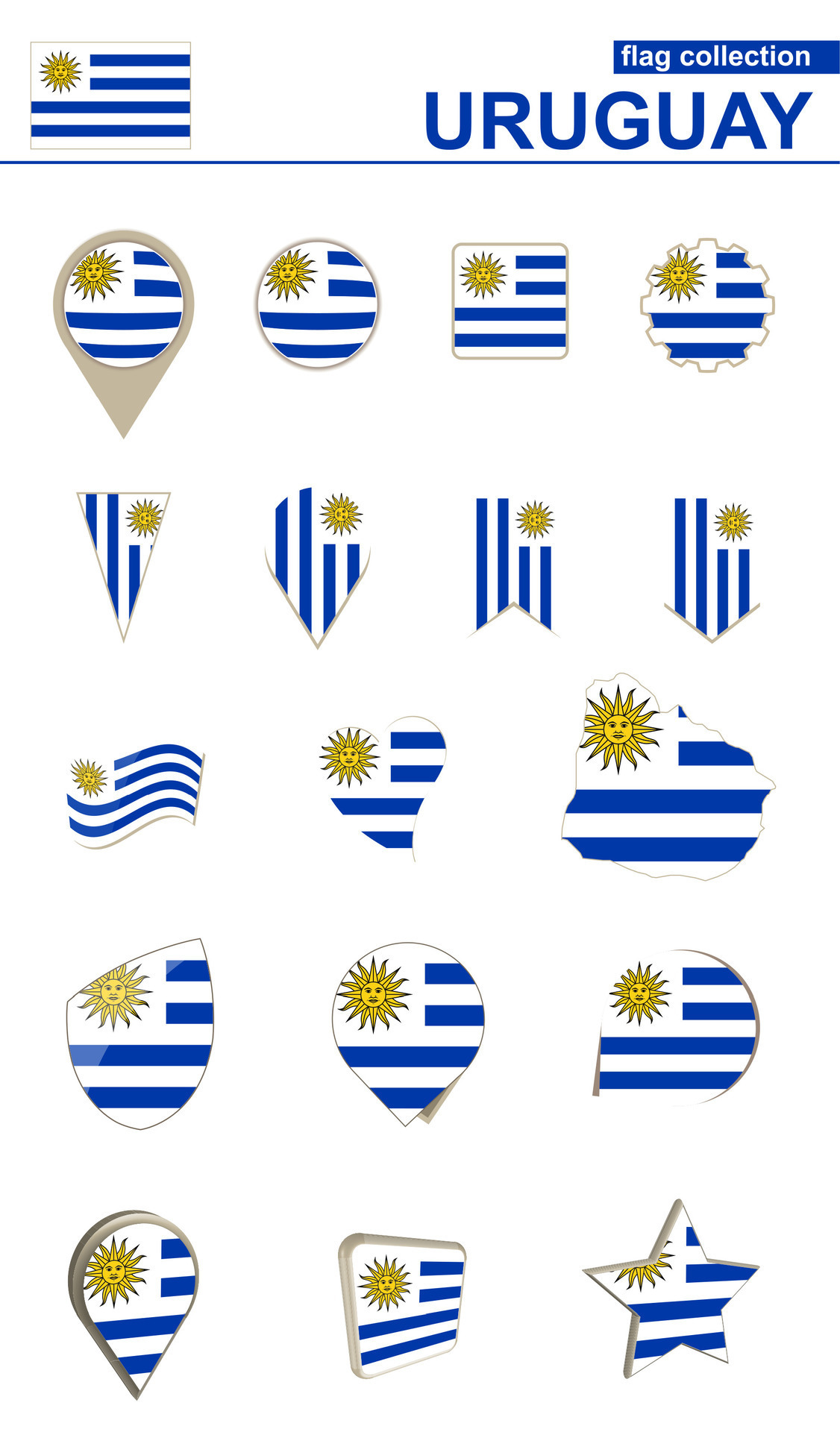 Uruguay Flag Collection. Big set for design. 45837923 Vector Art at Vecteezy