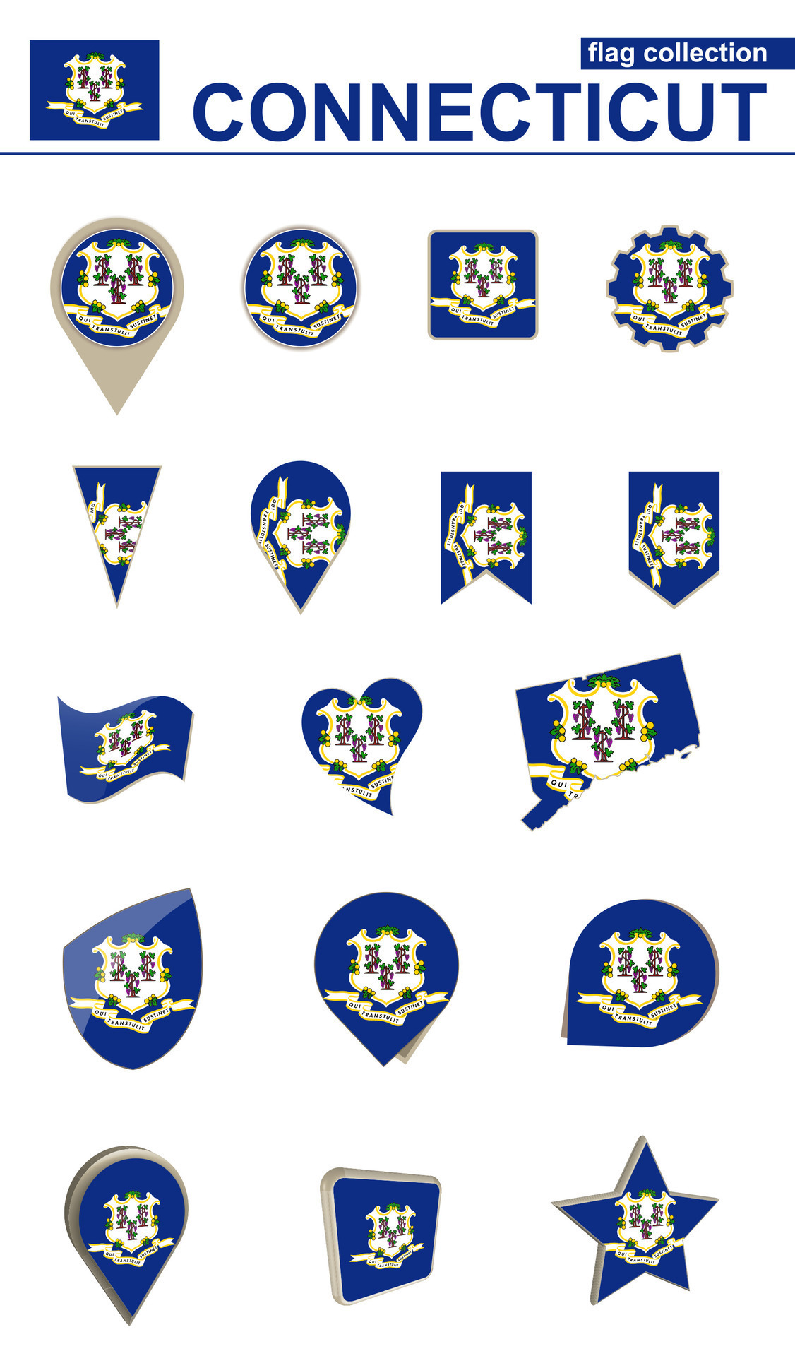 Connecticut Flag Collection. Big set for design. 45838067 Vector Art at ...