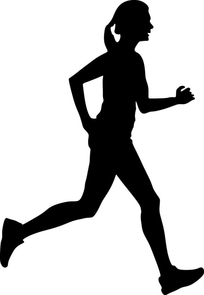 Silhouette of beautiful female athlete running silhouette illustration ...
