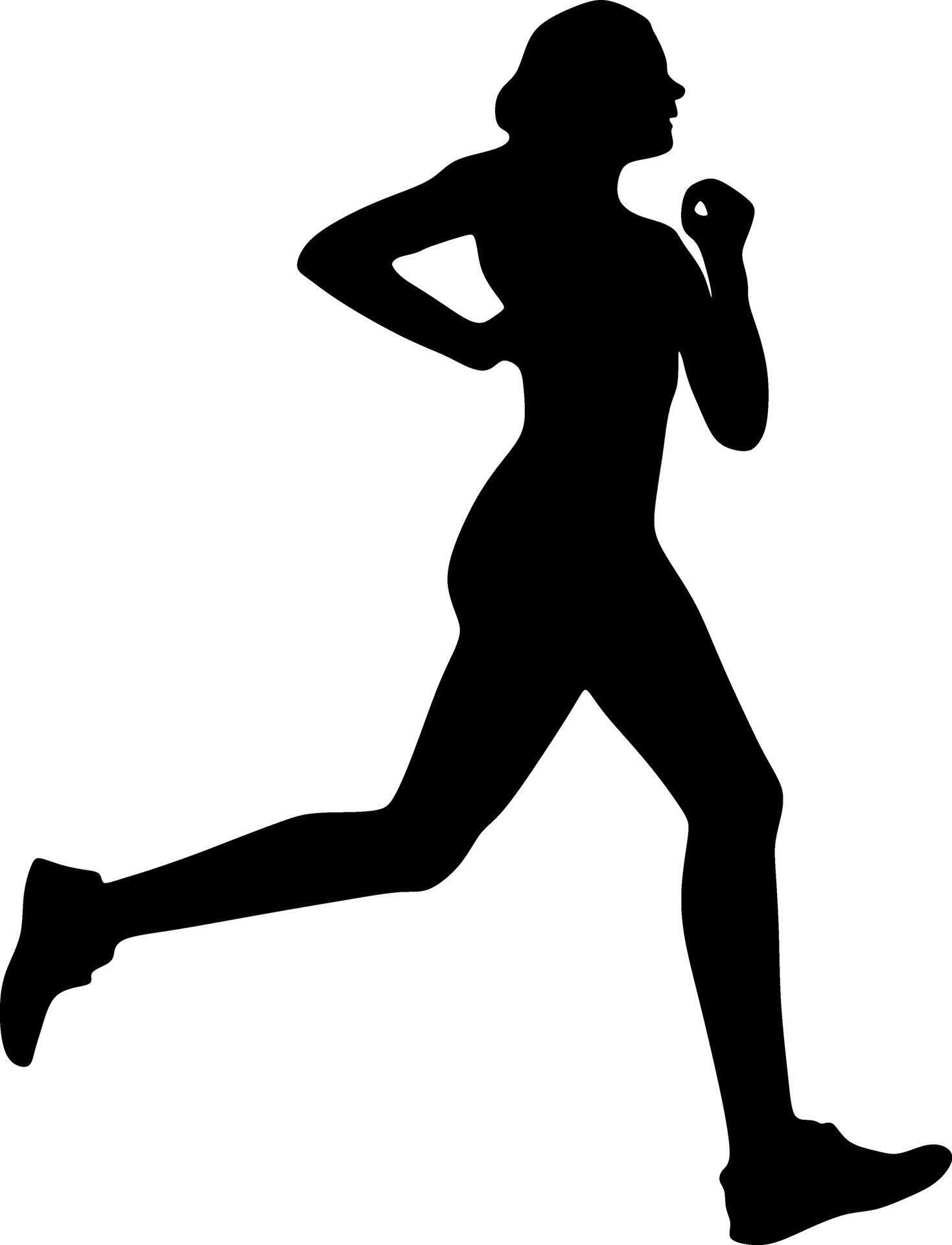 Silhouette of beautiful female athlete running silhouette illustration ...