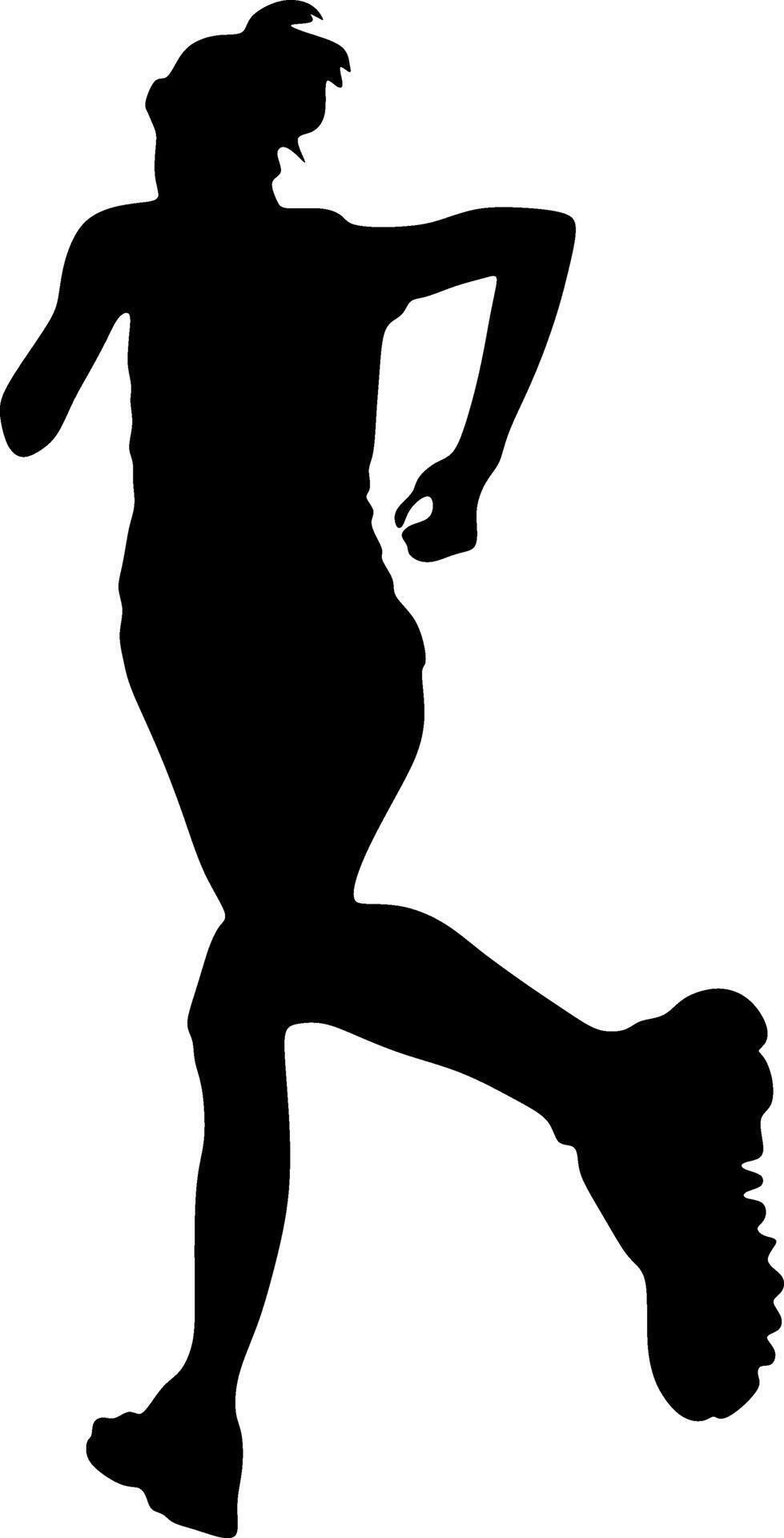 Silhouette of beautiful female athlete running silhouette illustration ...