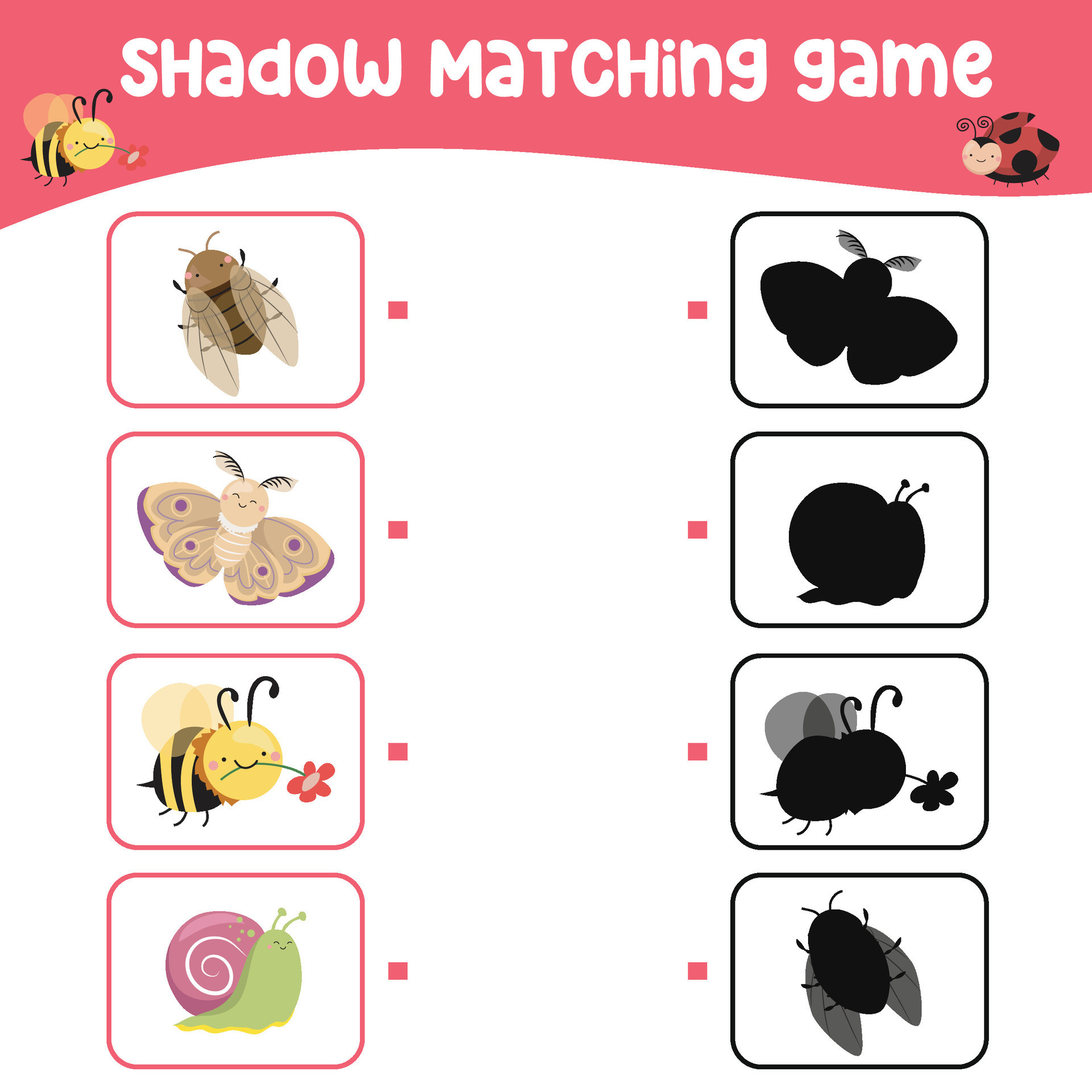 Find the correct shadow. Matching shadow with the object. Activity ...