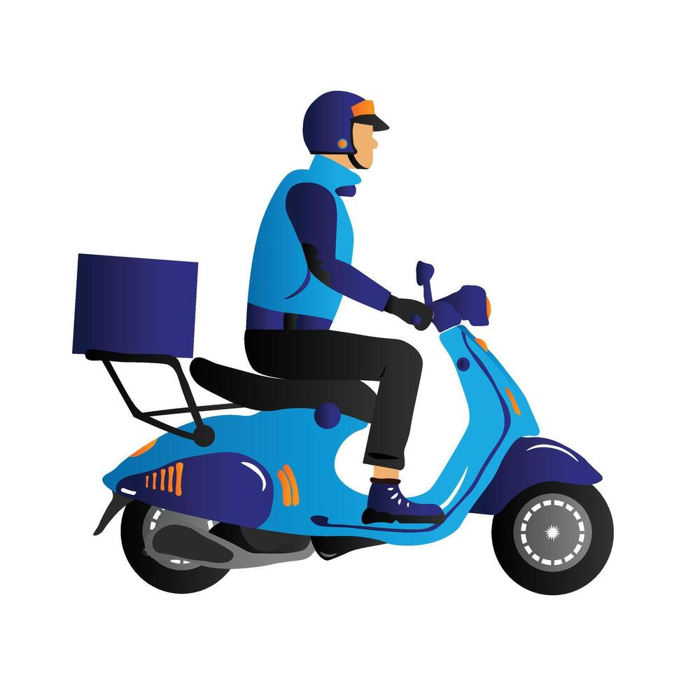 Food Delivery Man Riding Scooter 45840568 Vector Art At Vecteezy