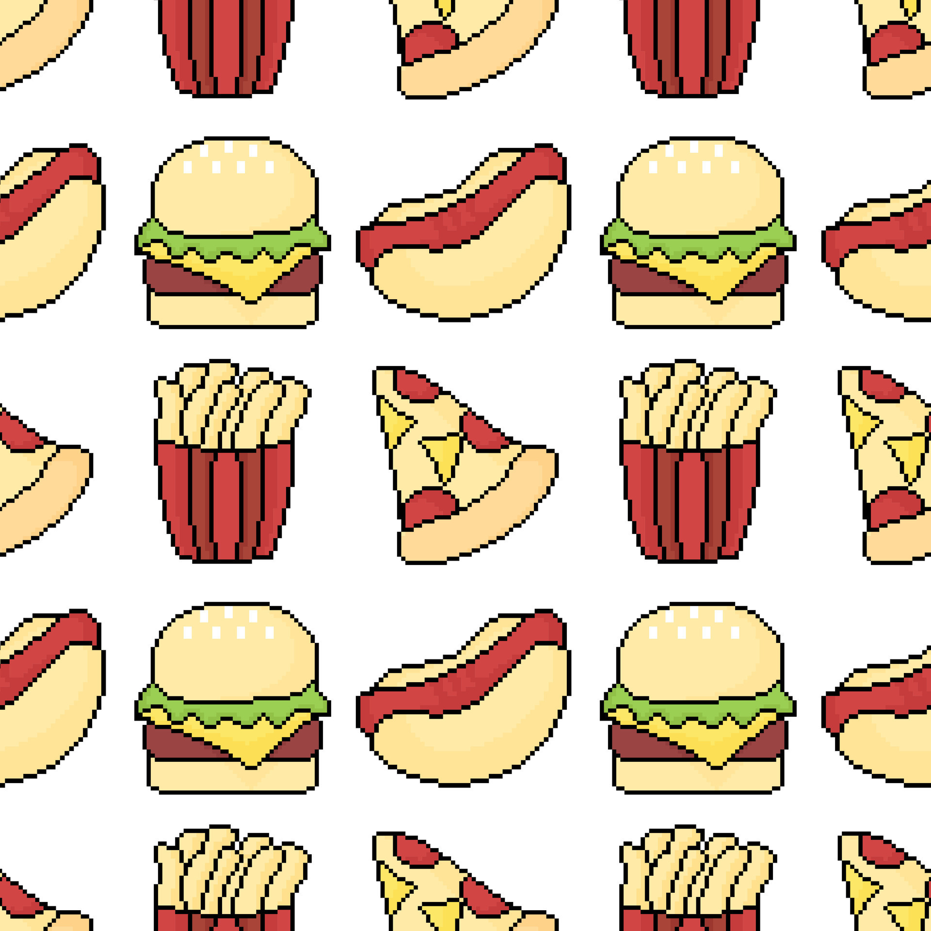 fast food with pixel theme seamless pattern with outline 45845629 ...