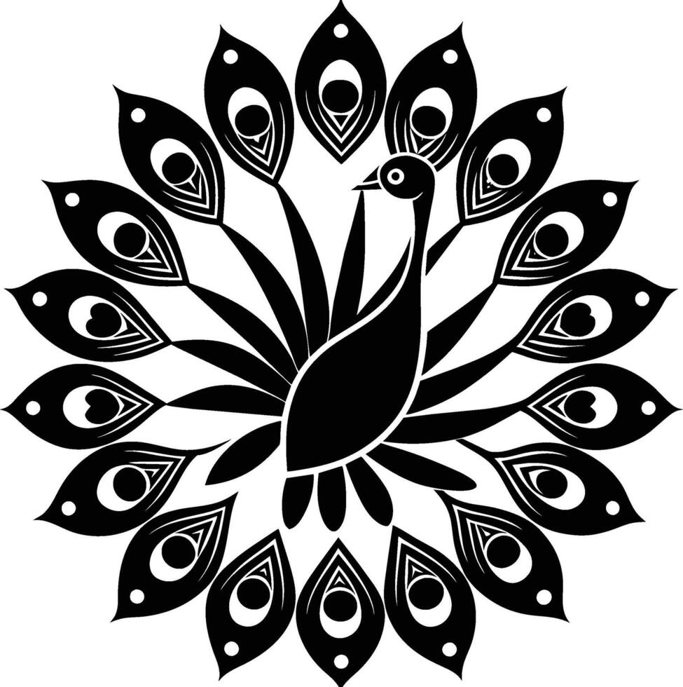 Ornate Peacock Rangoli Silhouette Design 45846113 Vector Art At Vecteezy