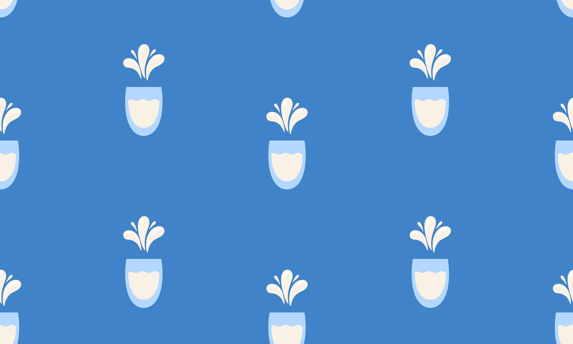 Seamless Pattern With Milk Milk Glasses And Dairy Drops And Splash