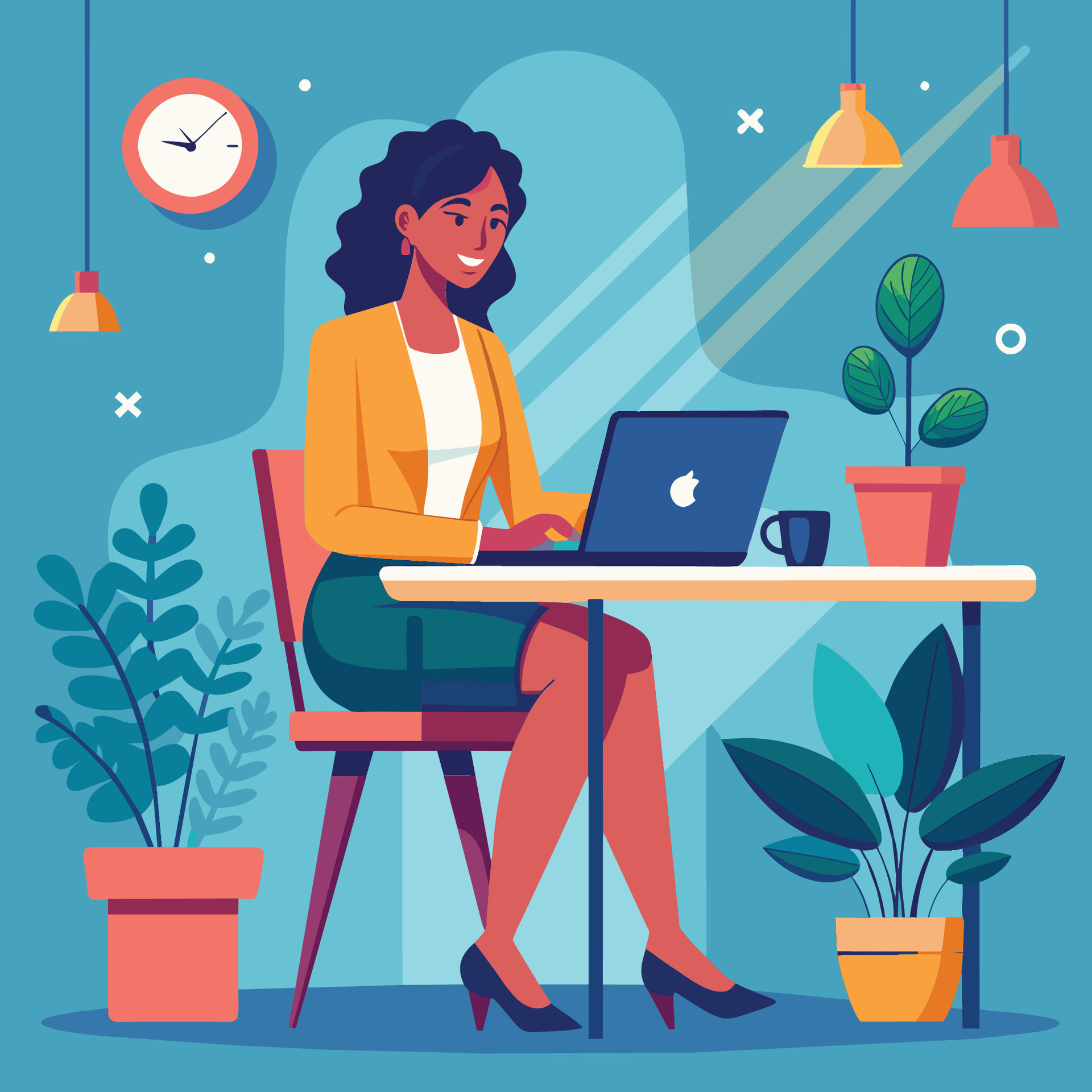 A woman working her laptop 45852370 Vector Art at Vecteezy A woman working her laptop 45852370 Vector Art at Vecteezy