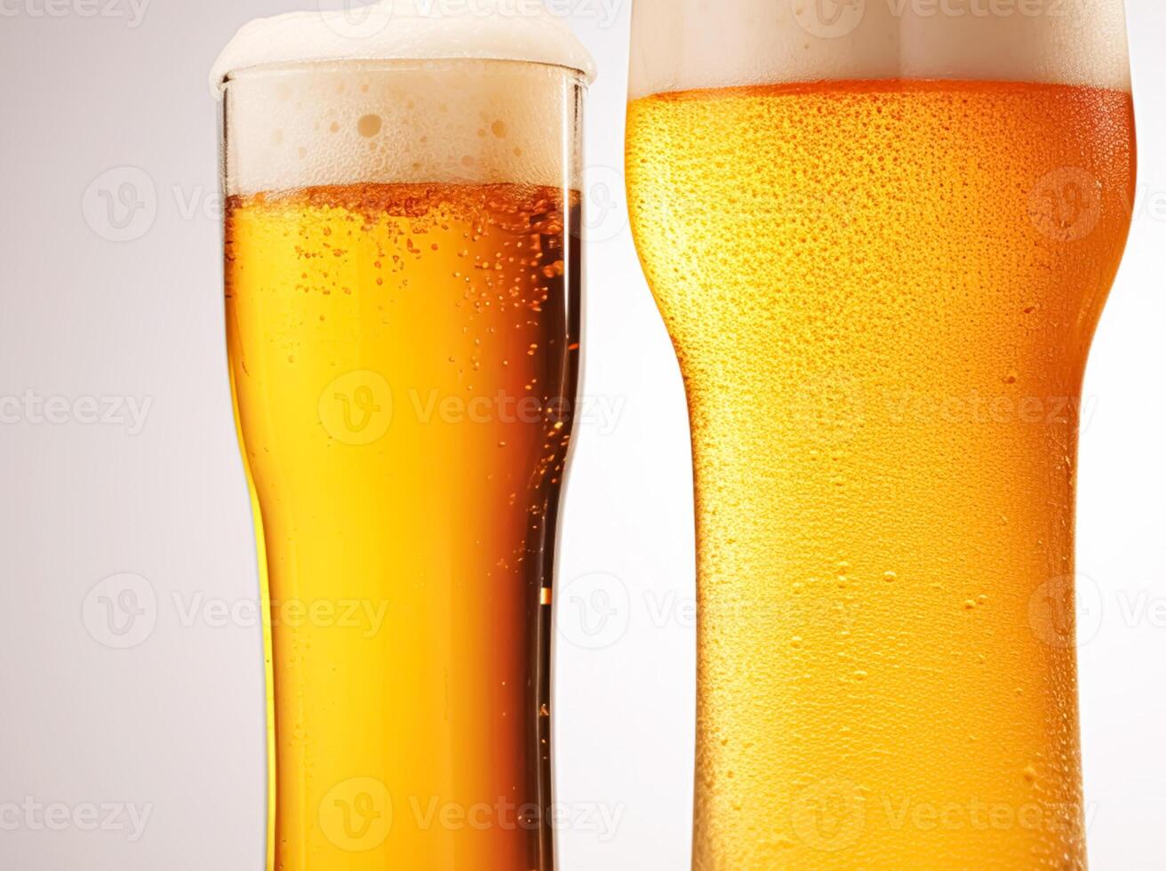 Glasses of cold beer with foam, pint of original premium beer drink, alcohol flavour and holiday ...