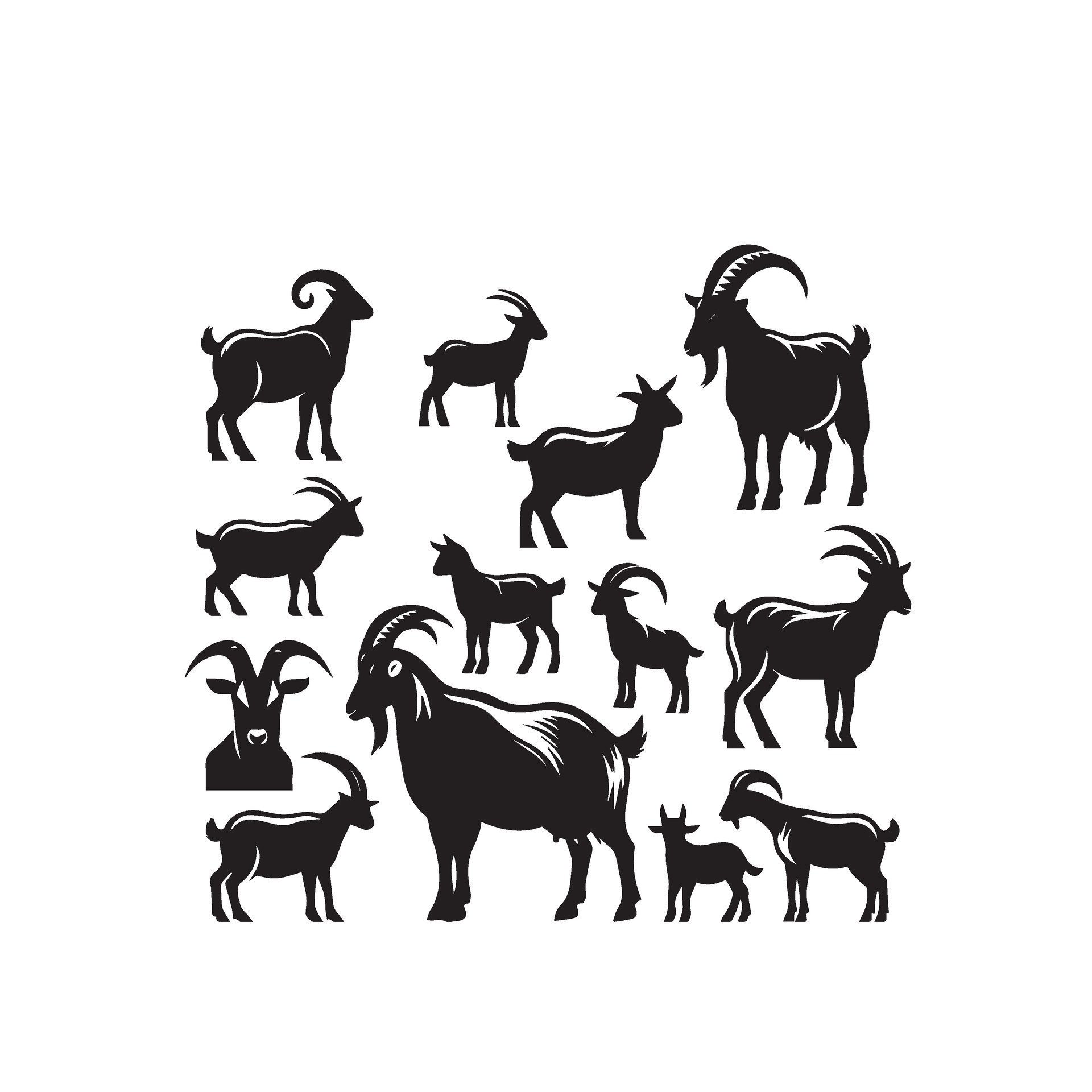 Goat silhouette on white background. Goat logo, Goat illustration ...