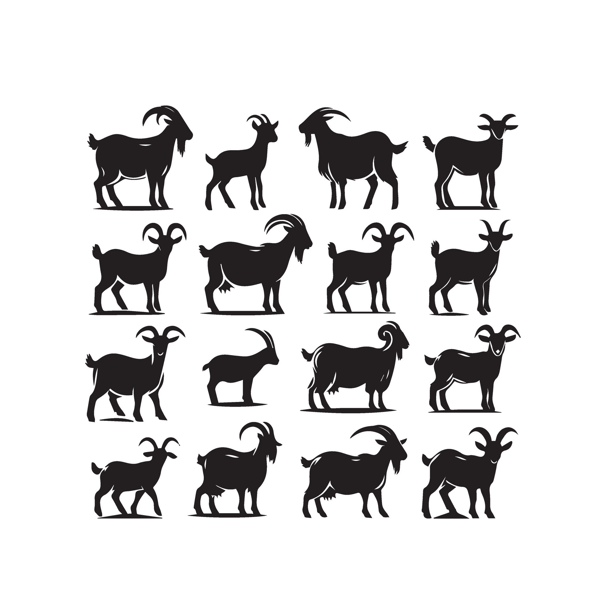 Goat silhouette on white background. Goat logo, Goat illustration ...