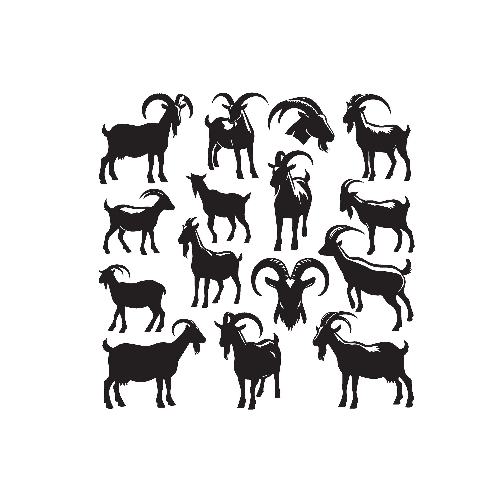 Goat silhouette on white background. Goat logo, Goat illustration ...