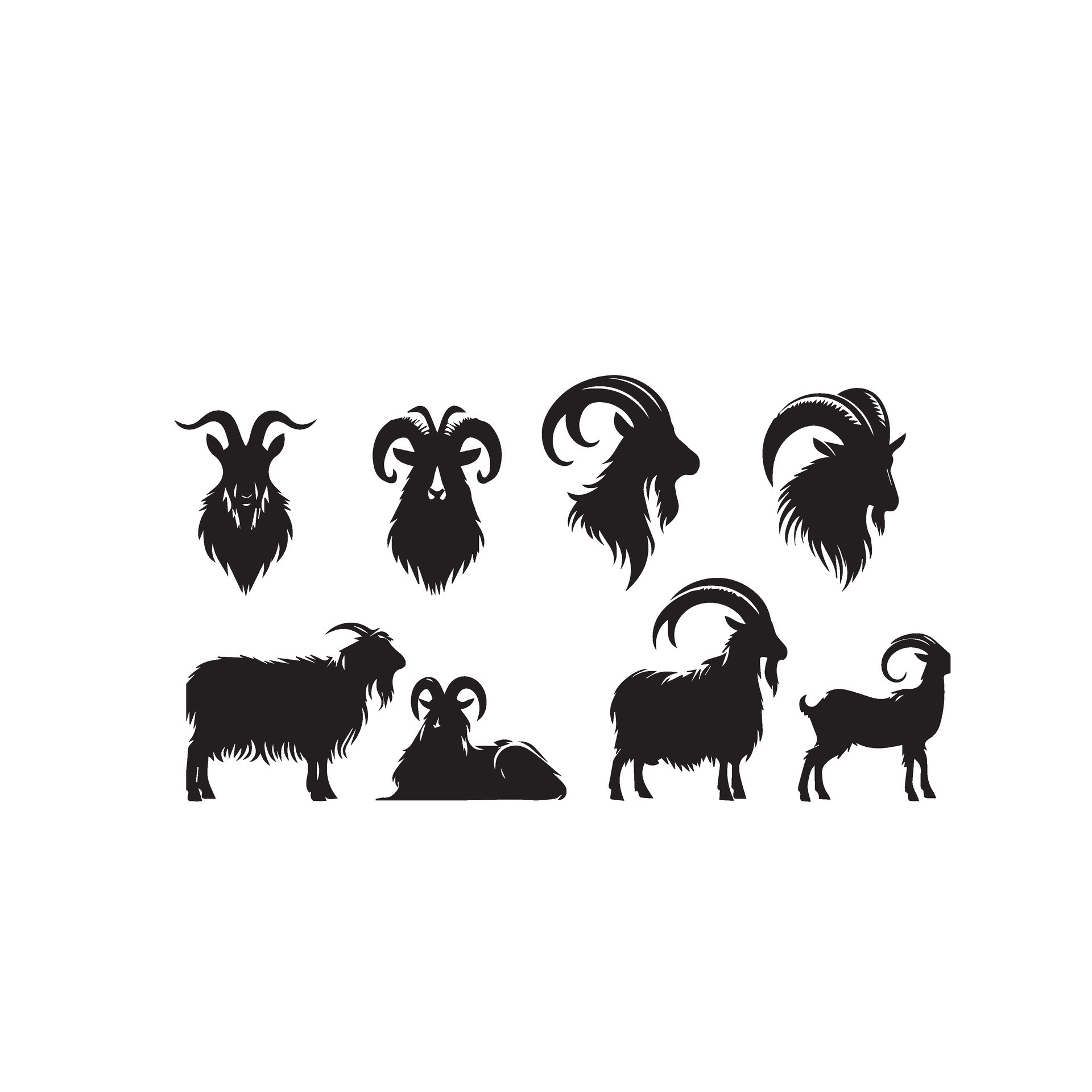 Goat silhouette on white background. Goat logo, Goat illustration ...