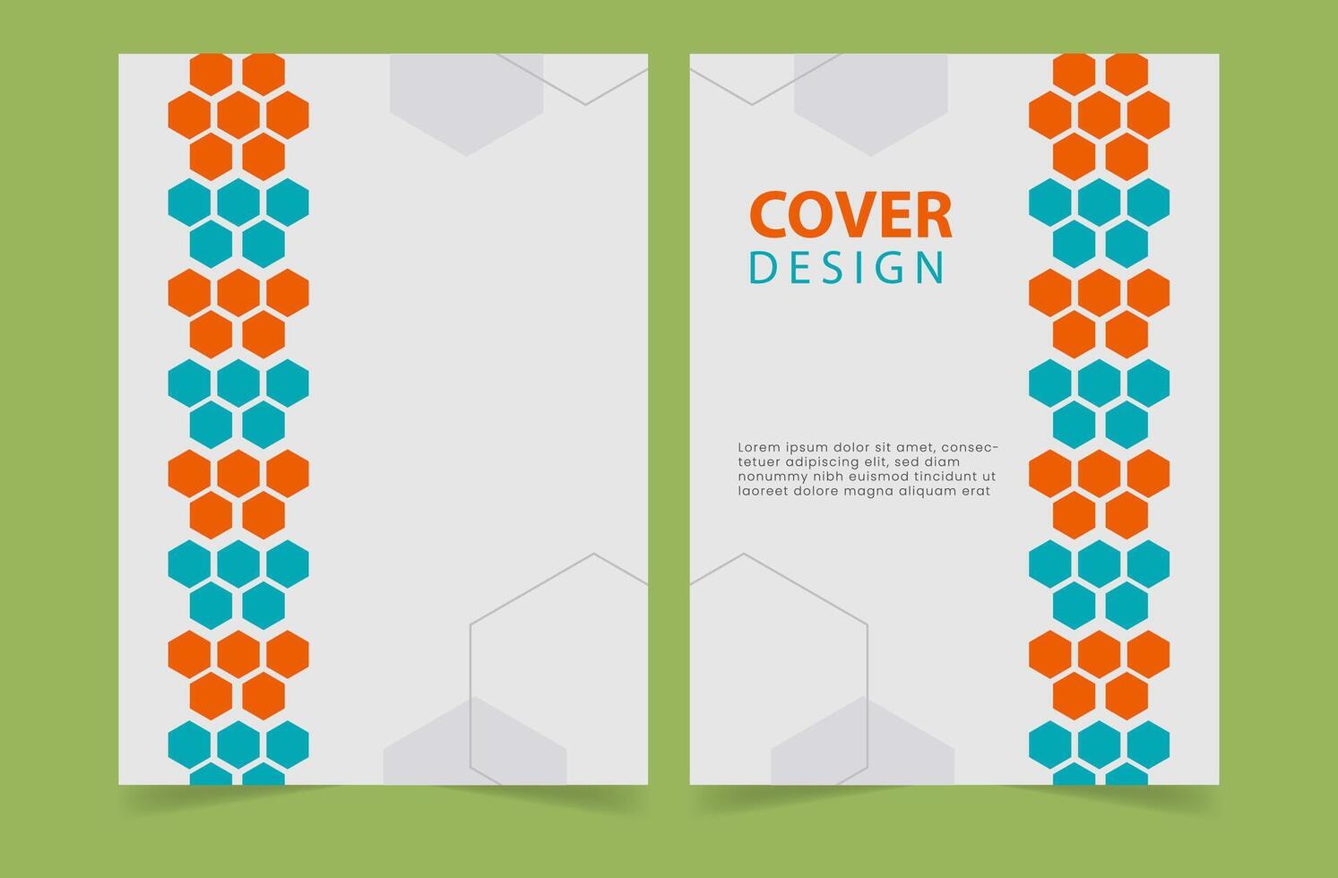 Hexagonal cover design template, front and back page design. A4 size ...