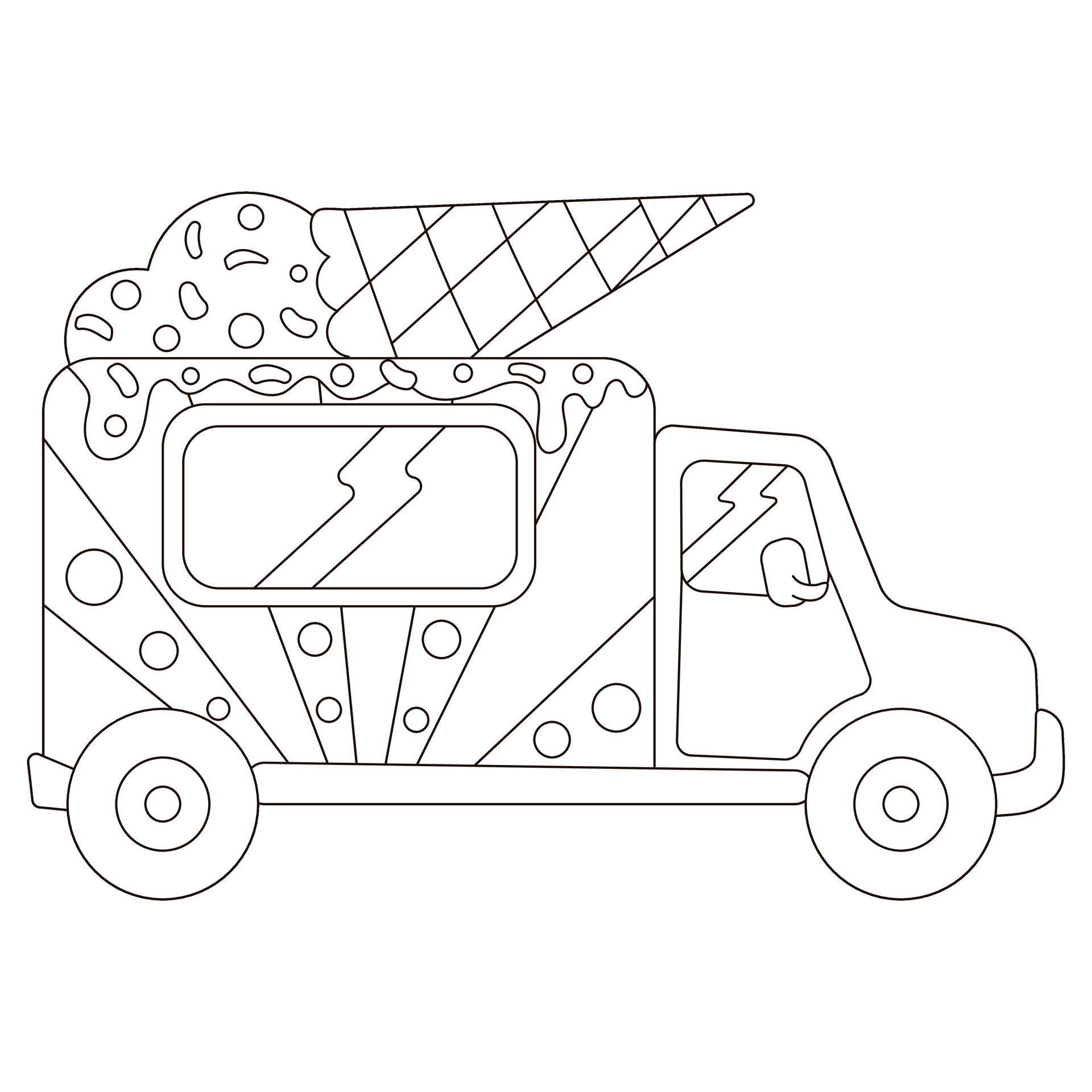 Mobile Ice Cream Food Truck From Side View In Black And White Style 45866743 Vector Art At Vecteezy