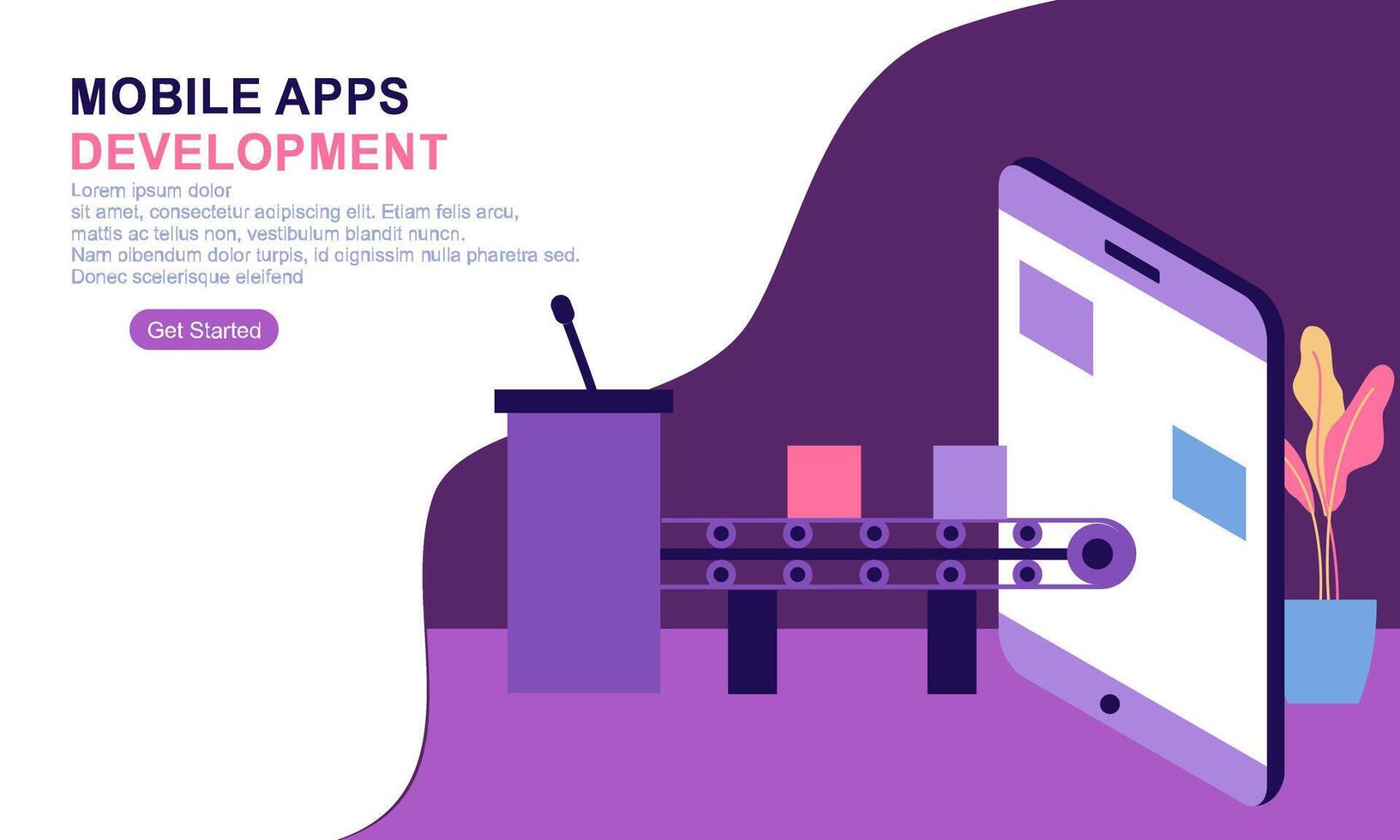 Landing page template for mobile app development 45869318 Vector Art at ...