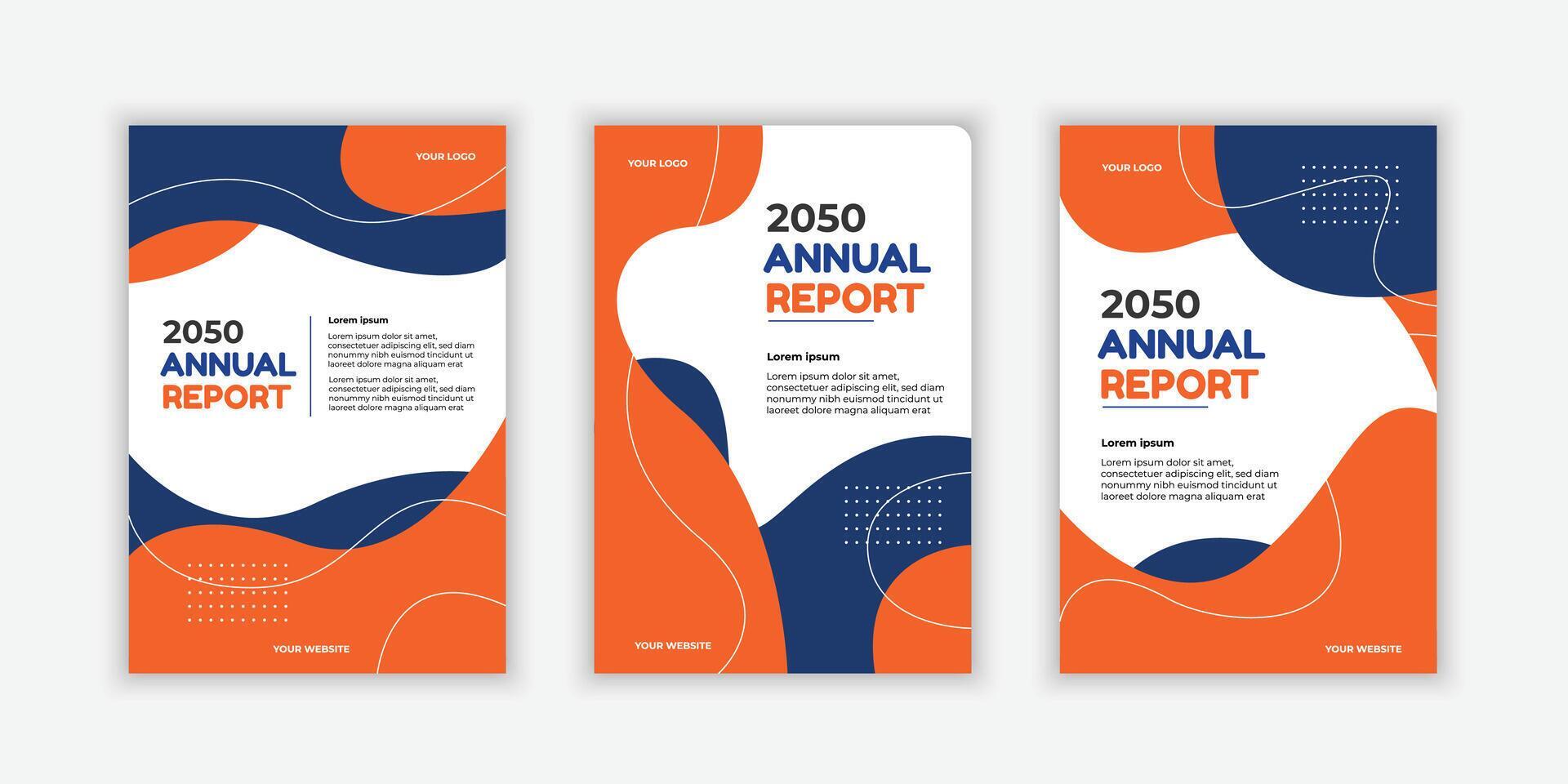 Abstract Curve Shape On Blue And Orange Color Background Book Cover Template For Annual Report