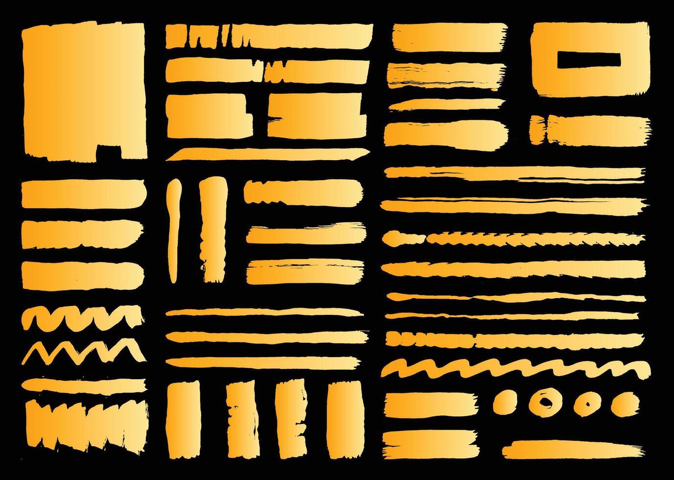 Vibrant brushes element set. Hand drawn rough textured paint bundle ...