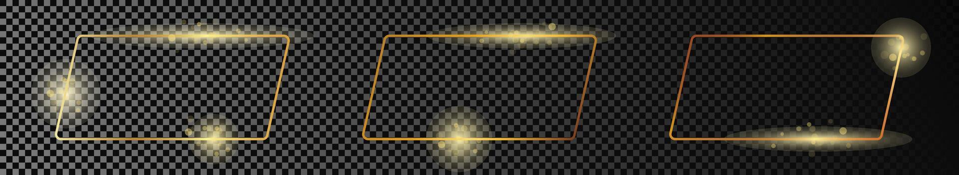 Gold glowing rounded rectangular shape frame 45875688 Vector Art at ...