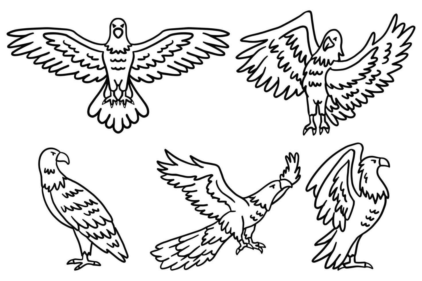 The image is a set of six drawings of birds in flight 45875764 Vector ...