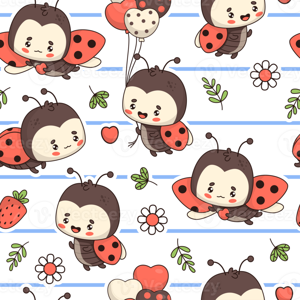 Seamless Pattern With Cute Ladybug Stickers 45878846 Png