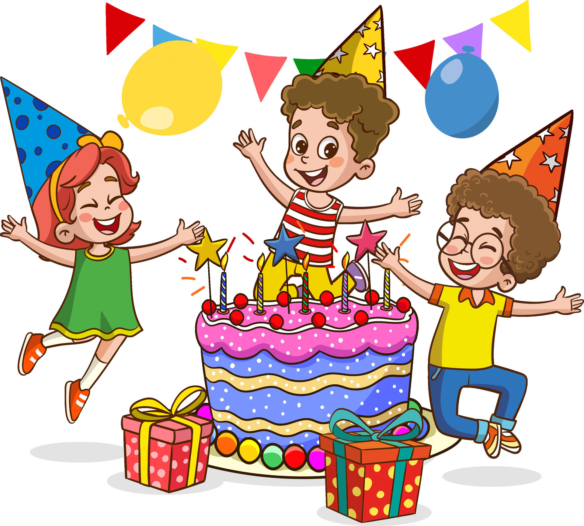 cute kids having fun at birthday party cartoon illustration 45894327 ...