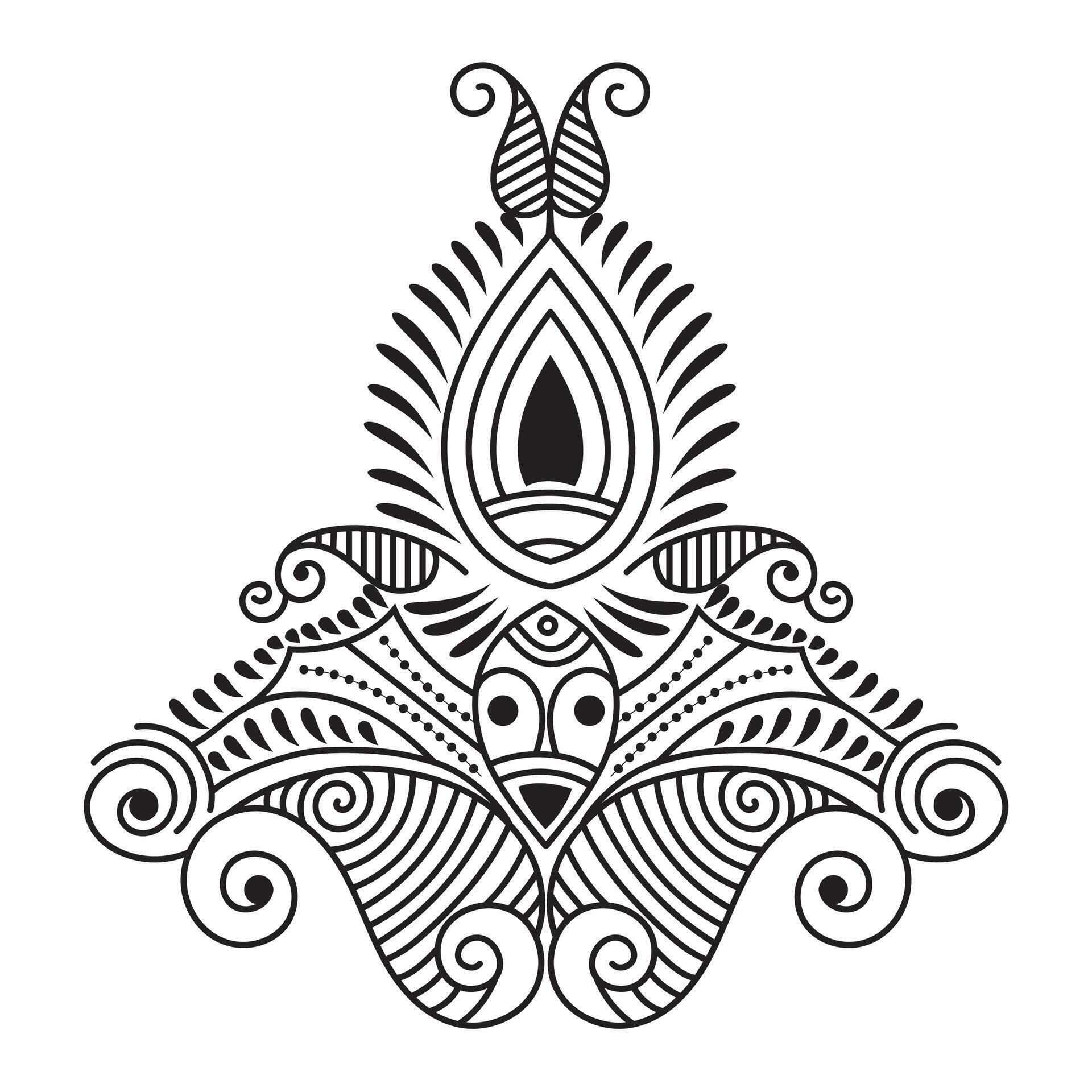 Traditional and Cultural Beautiful Alpona design, Rangoli, Alpona, Kolam, Paisley line art ...