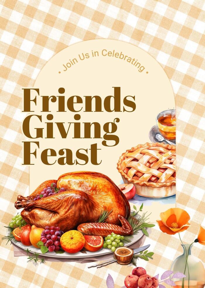 Thanksgiving Invitation Card with Friends 45899866 Template