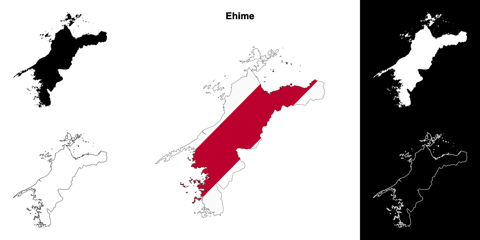 Ehime Prefecture Outline Map Set 45903885 Vector Art At Vecteezy