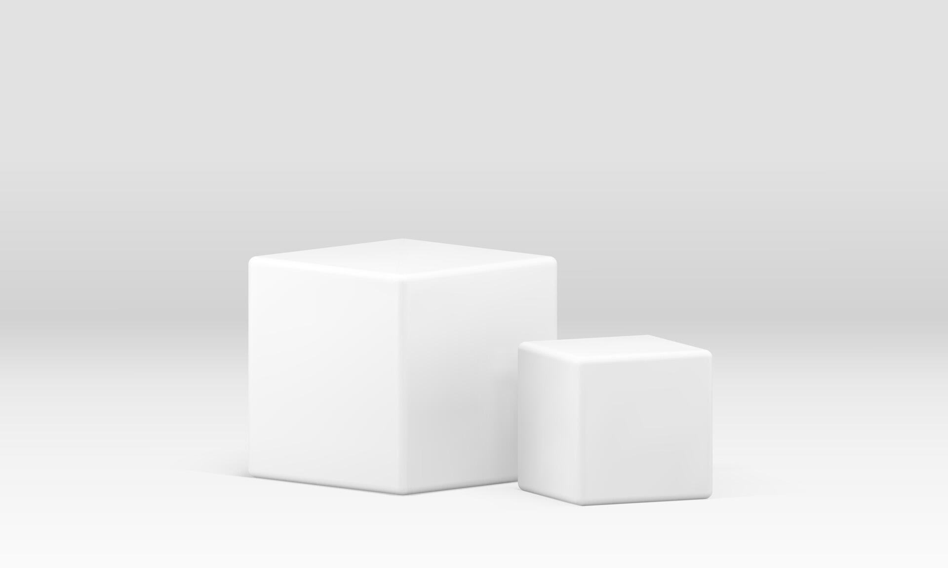 3d Cubes Squared Two Pedestal Geometric Form Symmetric Foundation Platform Realistic 45908432