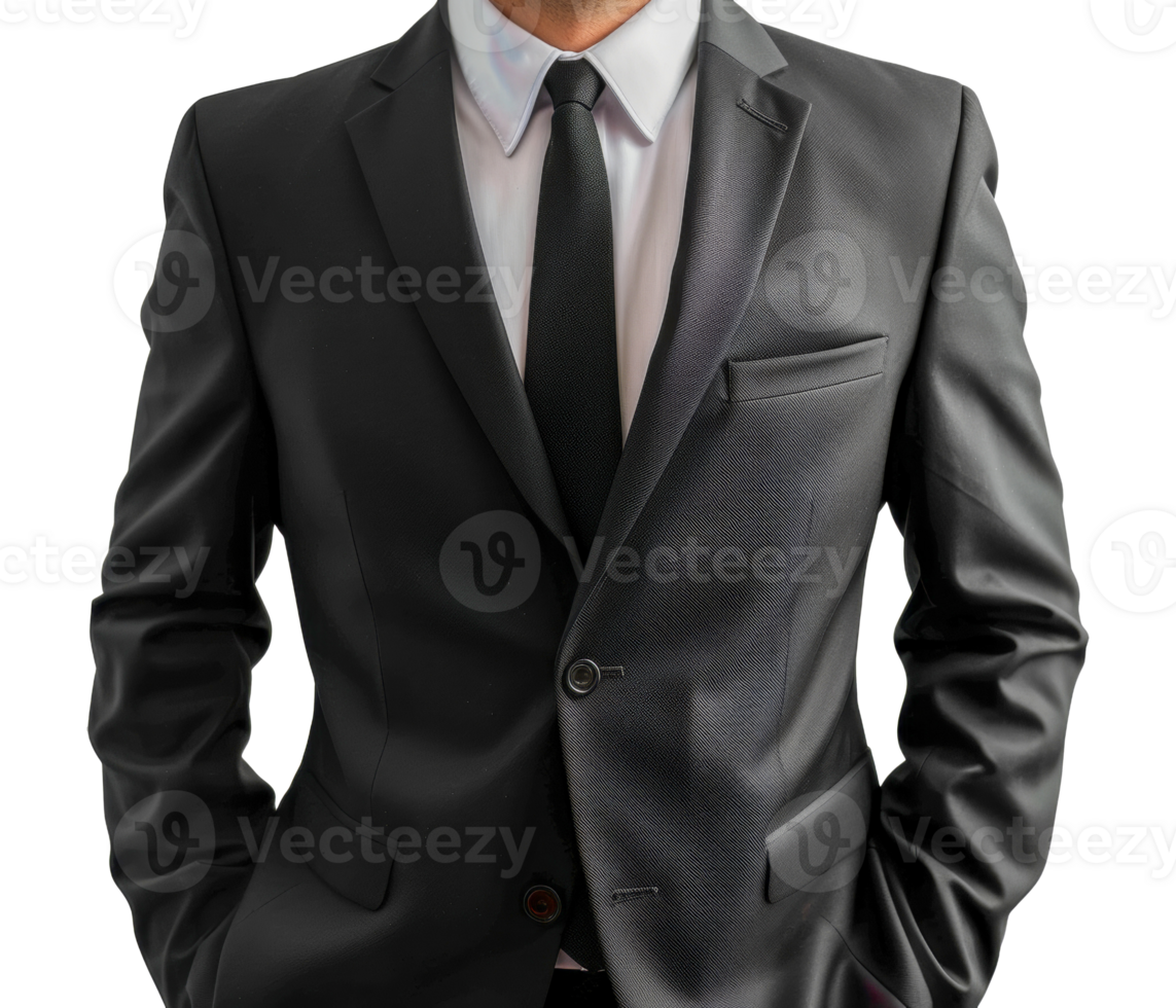 A man in a black suit and white shirt is wearing a black tie - stock ...