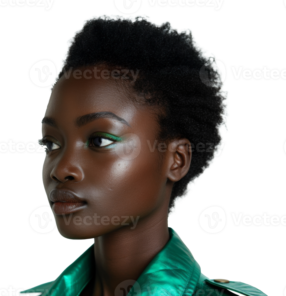 Woman With Natural Hair Texture In Contemplation Cut Out Stock