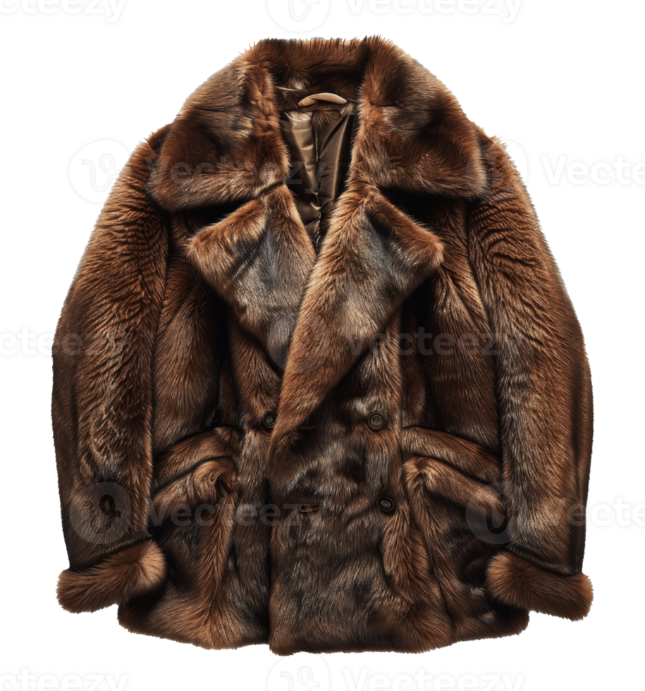 Luxury brown fur coat, cut out - stock .. 45910279 PNG