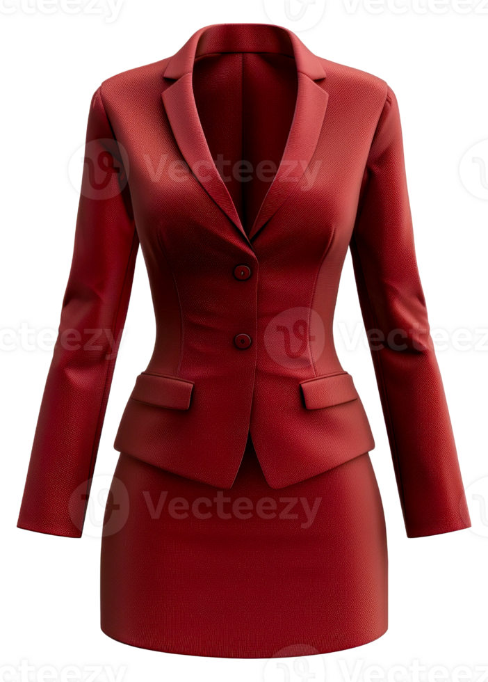 A Woman In A Red Suit And Red Skirt Stock 45911520 Png