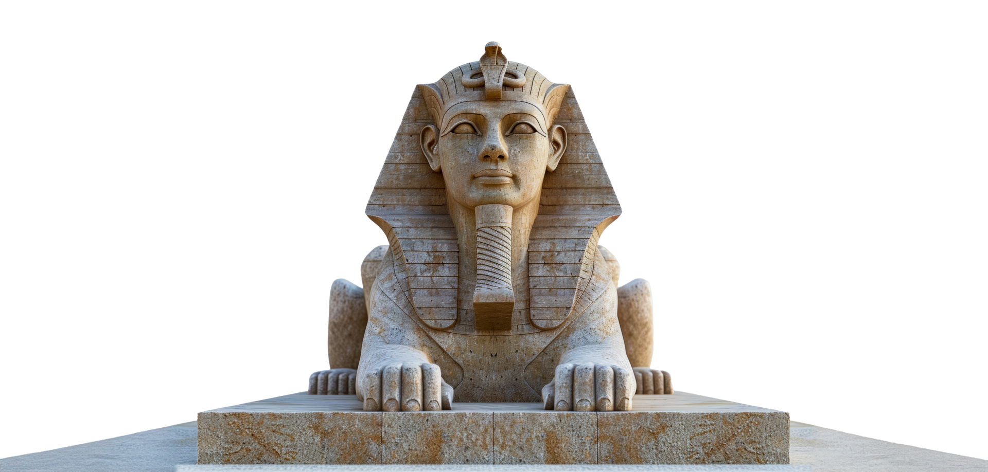 Frontal view of an Egyptian sphinx statue, cut out - stock .. 45911860 PNG