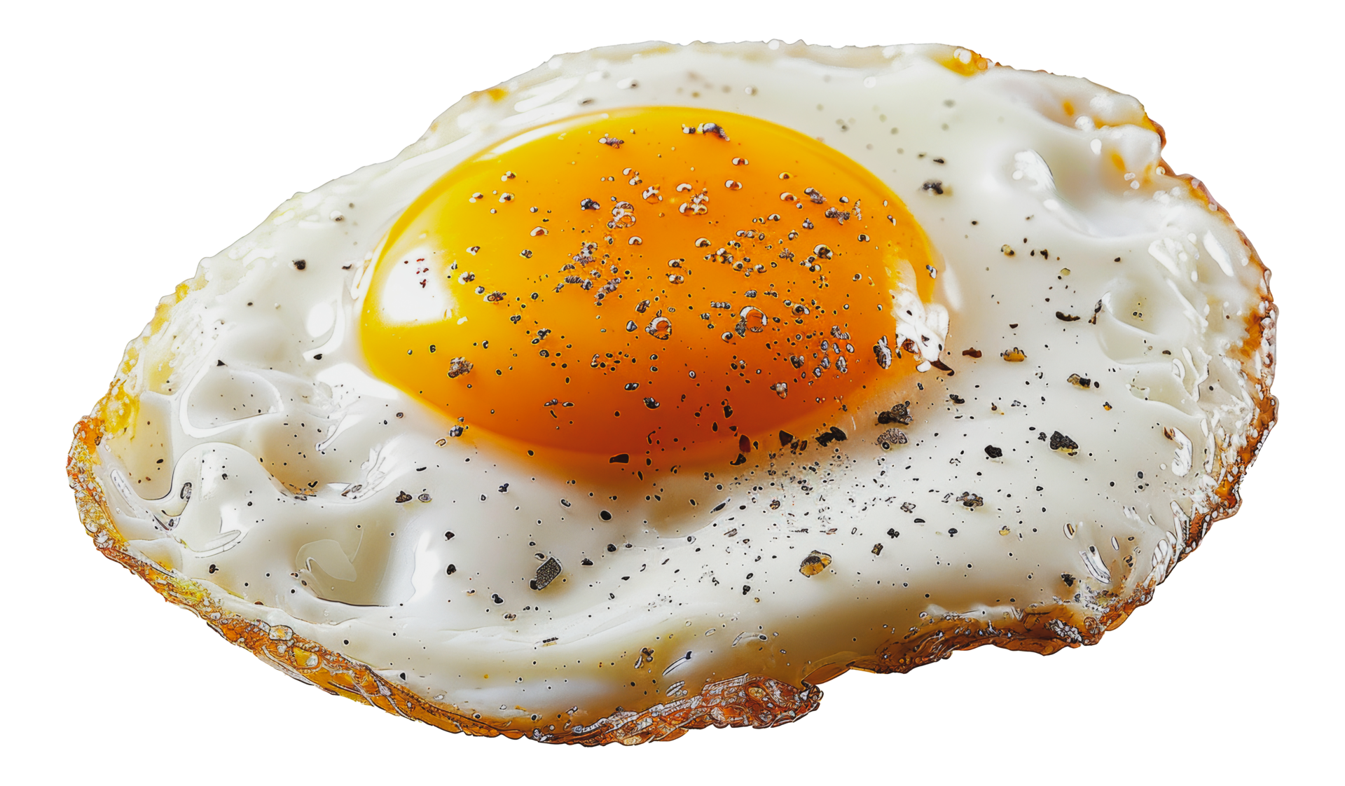 Perfectly fried sunny side up egg with crispy edges, cut out - stock ...
