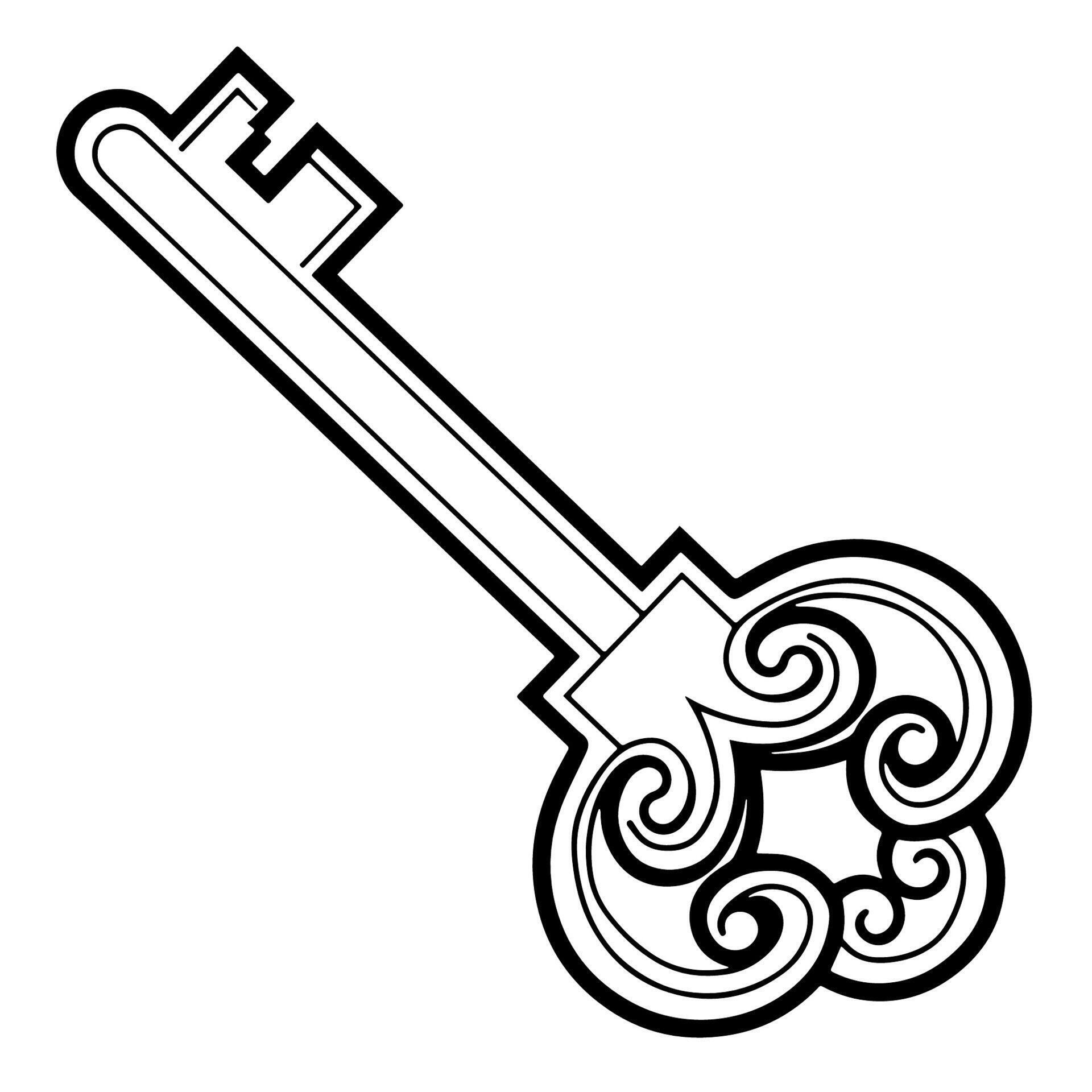 Vintage old key outline icon for antique designs. 45916183 Vector Art ...