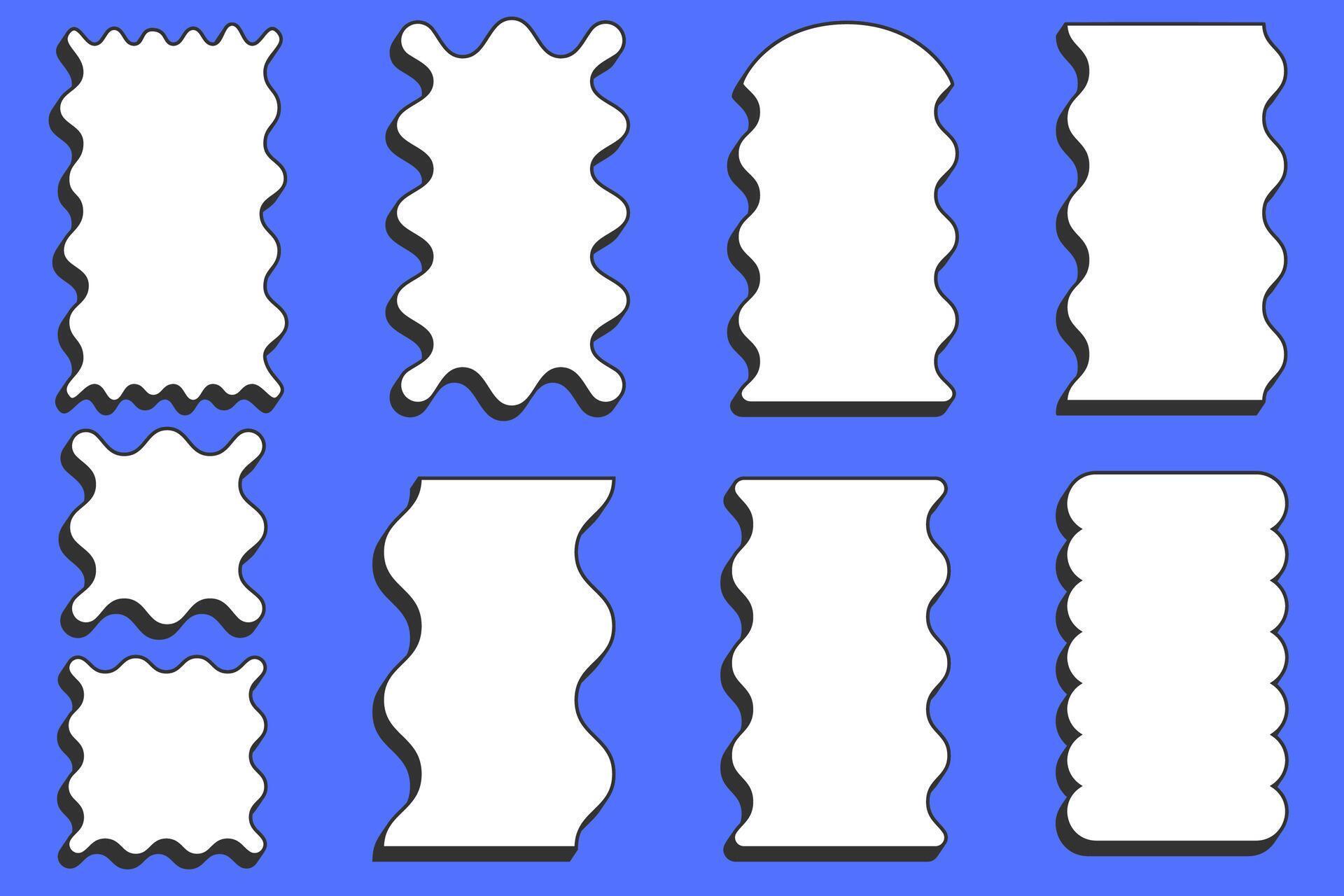 Wavy Rectangle Frame Scallop Edge Box Outline Squiggle Border Groovy Zigzag Abstract Shapes