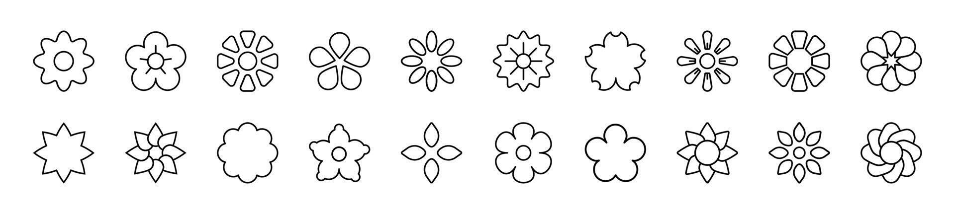 Pack Of Linear Symbols Of Flower Editable Stroke Linear Symbol For Web Sites Newspapers