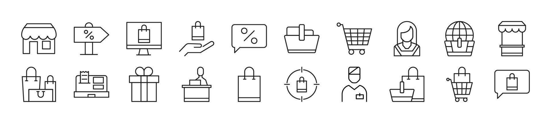 Seller Linear Icons Collection Editable Stroke Simple Linear