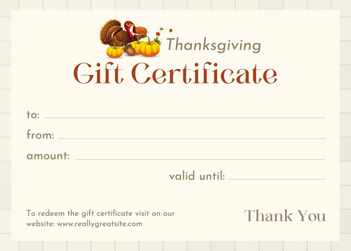 Thanksgiving Gift Certificate 45920568 Plantilla