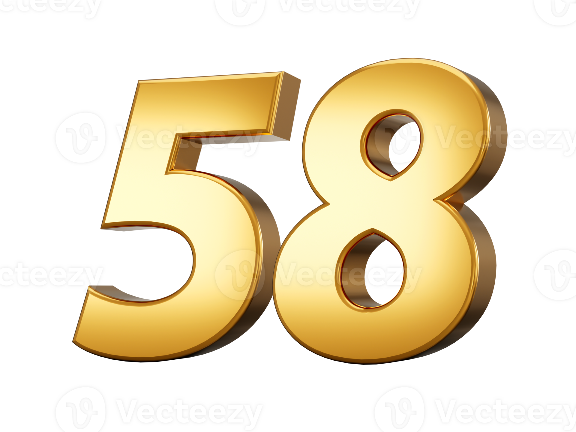 3d Shiny Gold Number 58, Fifty Eight 3d Gold Number, 3d illustration 45926489 PNG