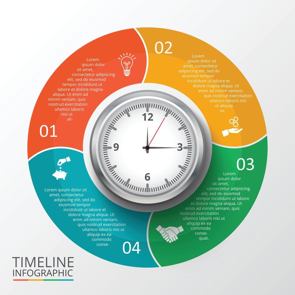 Cycle infographic with watch. Time management visualization. Business ...