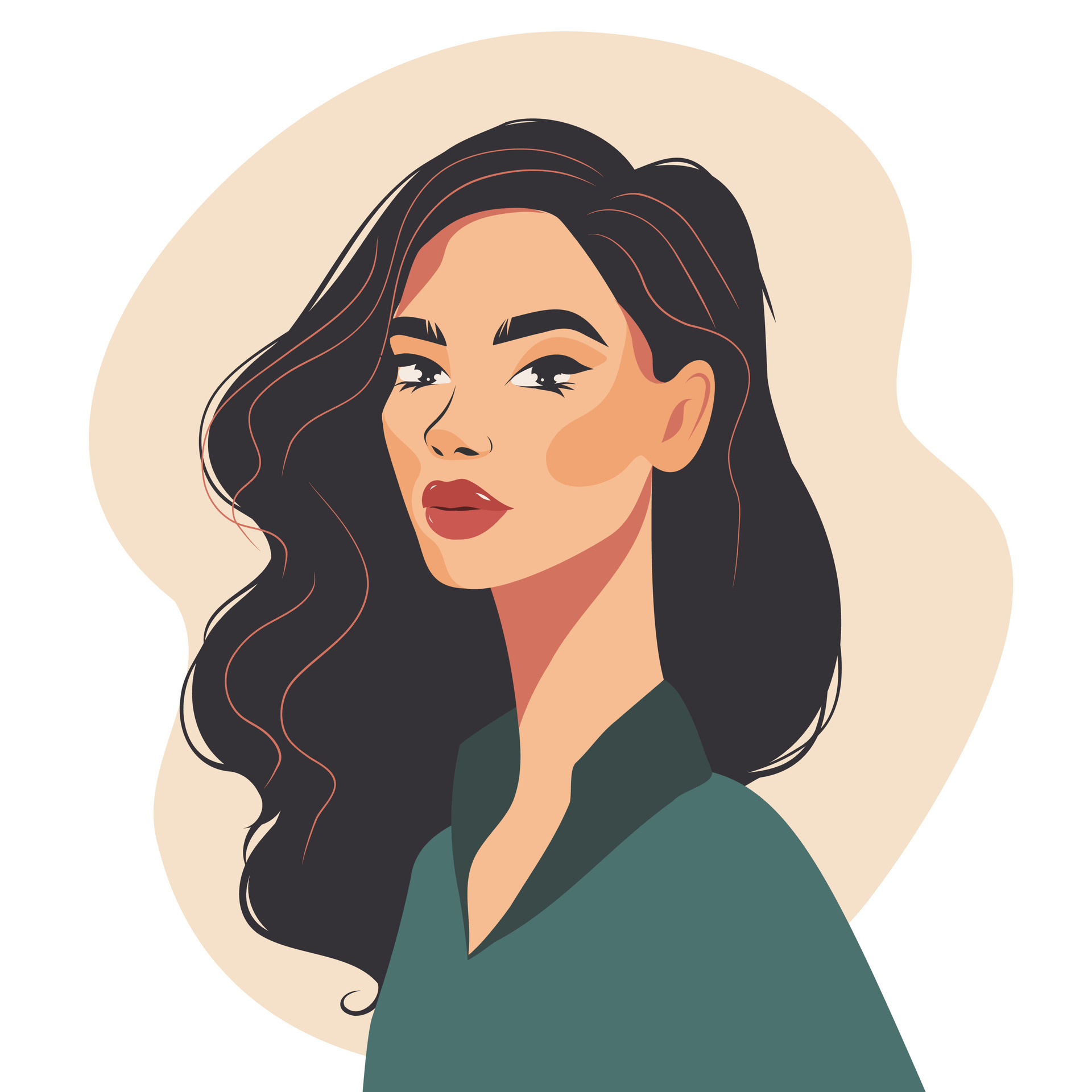 Portrait Of A Woman Avatar Girl Brunette Girl Postcard Poster Icon Activist Feminism