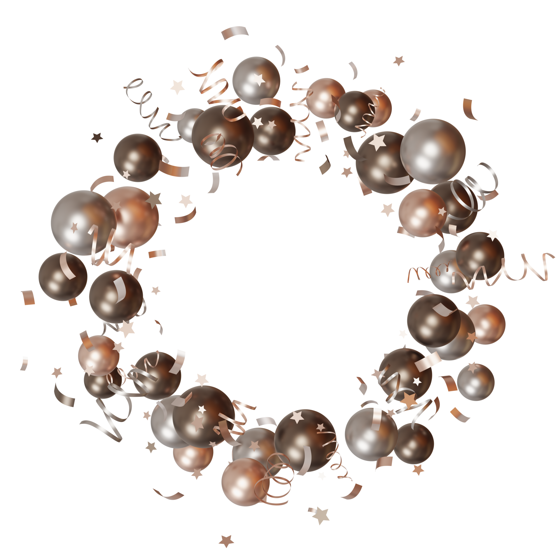 Brown Beige Balloons With Confetti Stars Perfect For Glamorous