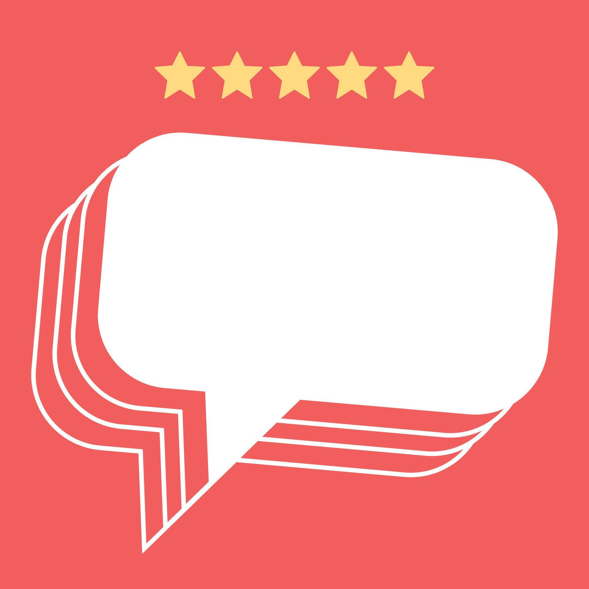 Customer review speech bubble quote template. Speech bubble with a blank space and five-stars ...