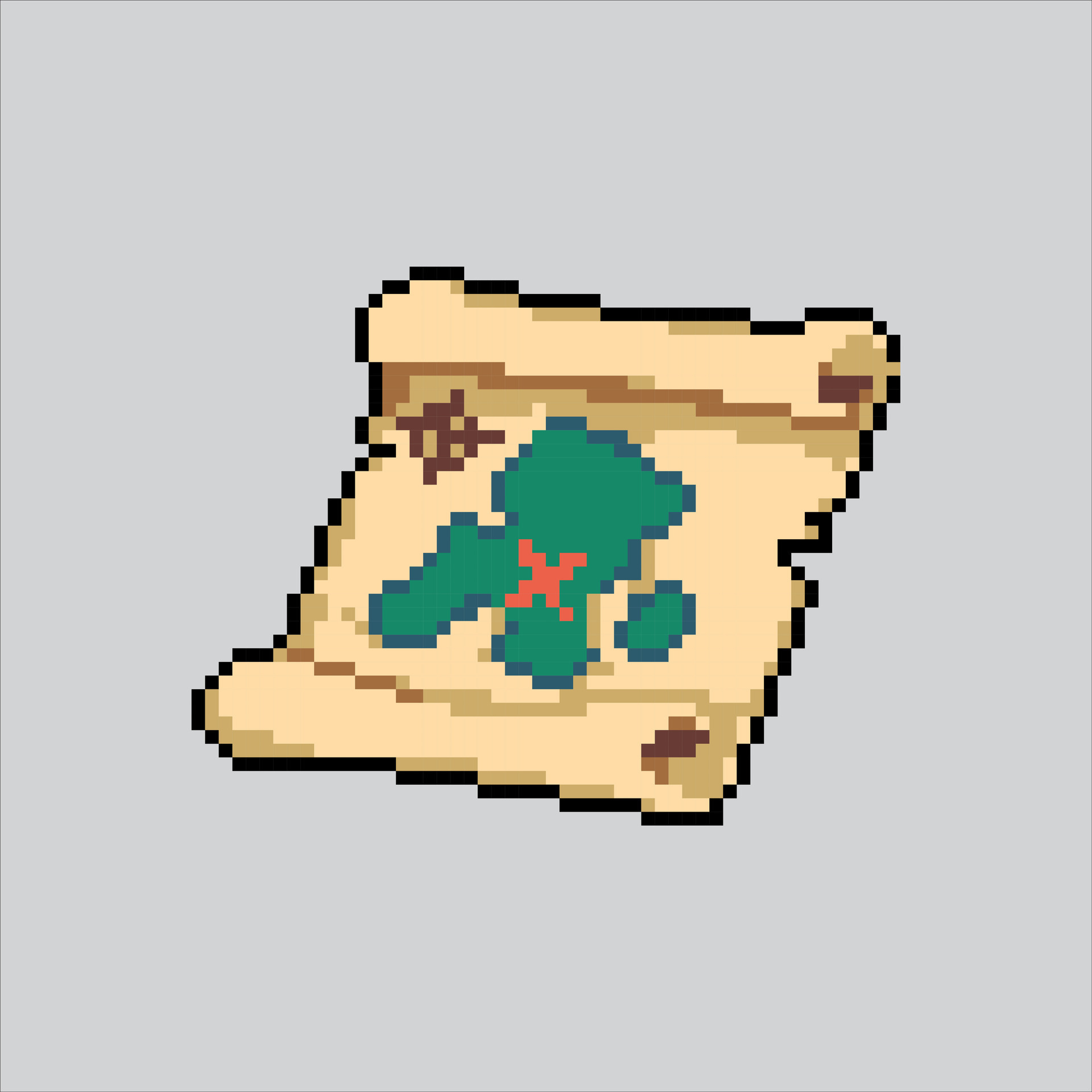 Pixel art Treasure Map. Pixelated Treasure Map. Treasure Map pixelated ...