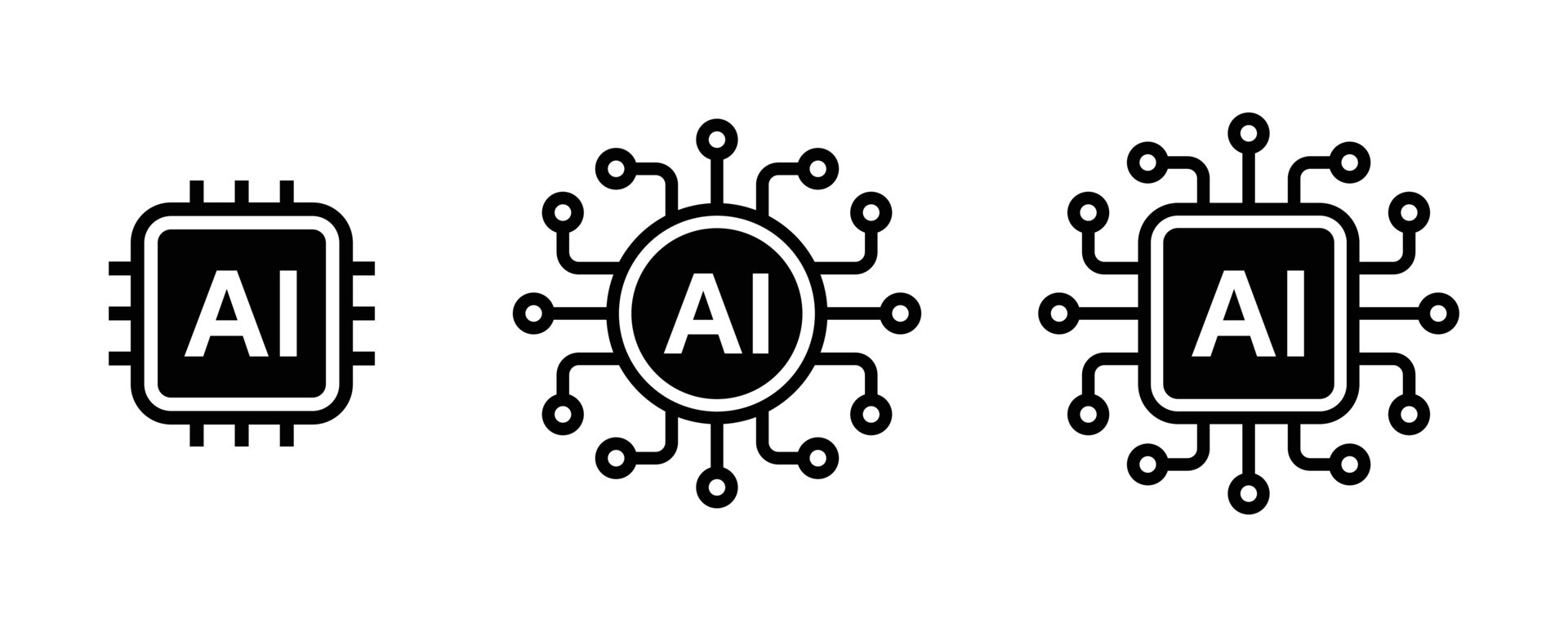 Artificial intelligence AI processor chip icon.AI Processor circuit set ... Artificial intelligence AI processor chip icon.AI Processor circuit set ...