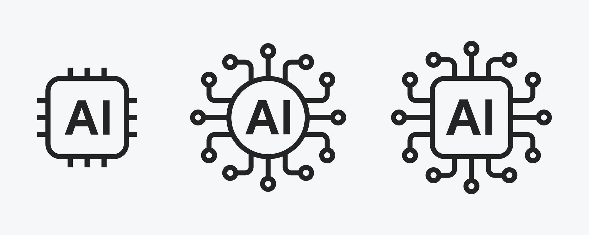 Artificial intelligence AI processor chip icon symbol. AI system icon ...