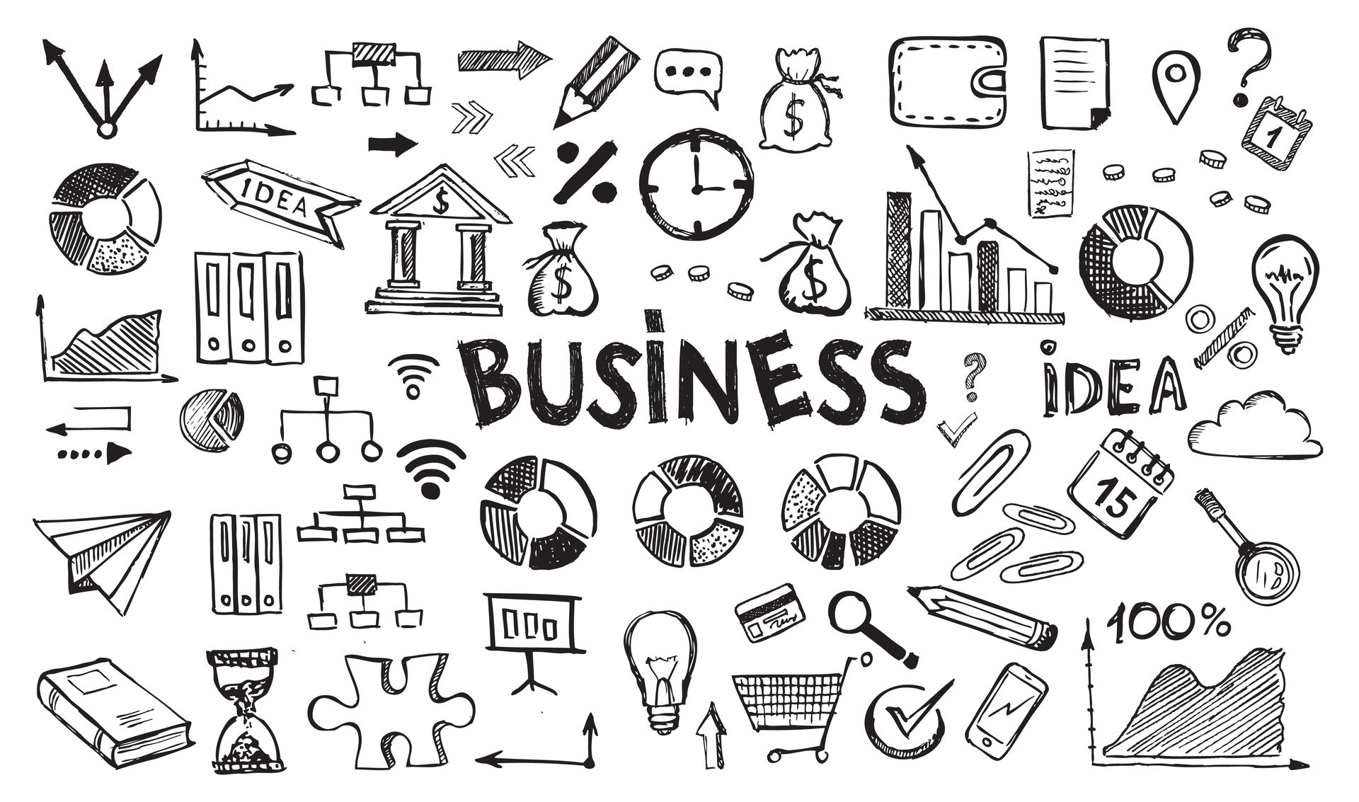 Management concept with Doodle design style. Hand drawn business ...